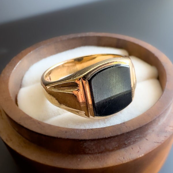Mens Heavy Onyx Ring - Etsy