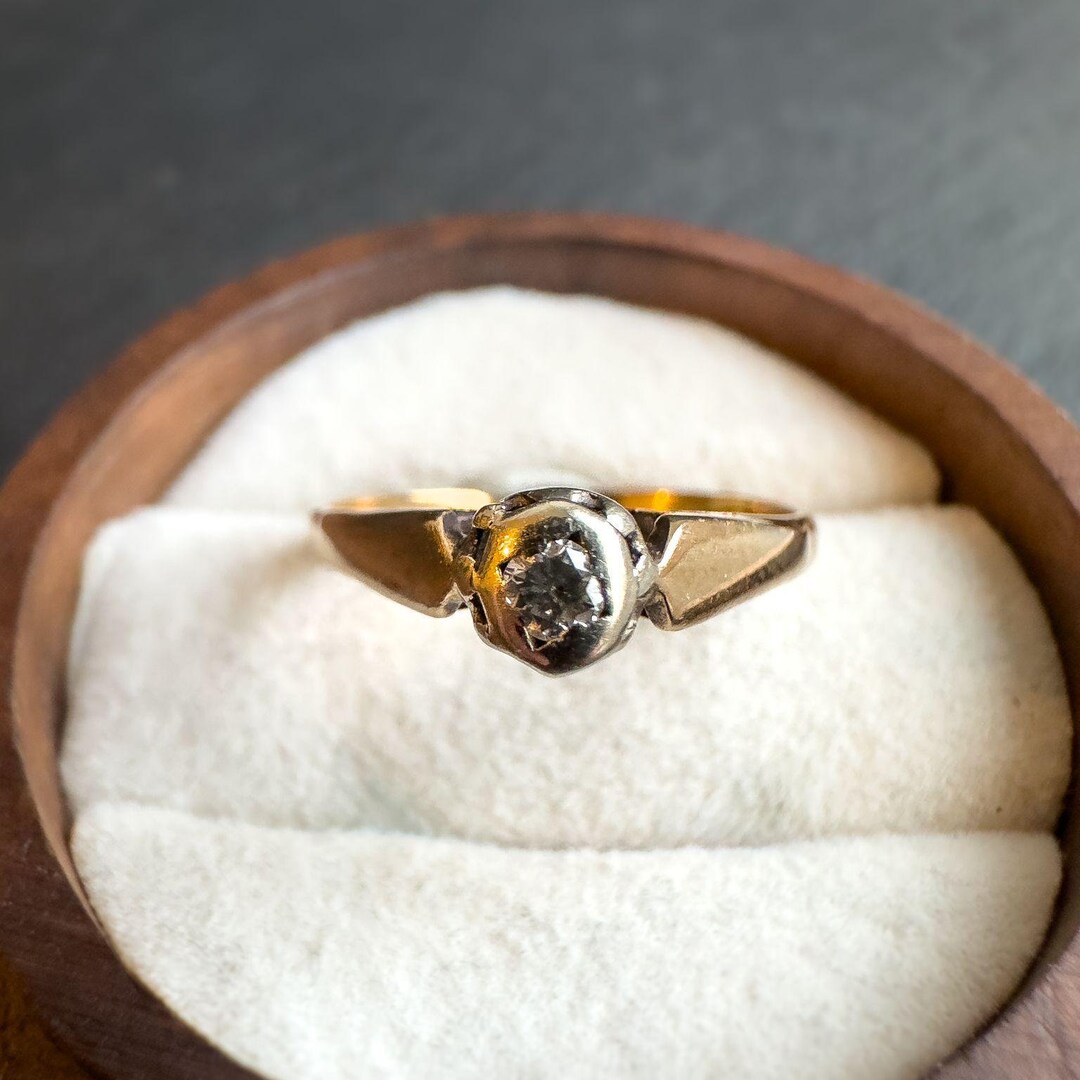 Vintage 9ct Solid Gold Diamond Ring | Unique Retro Design | Statement ...