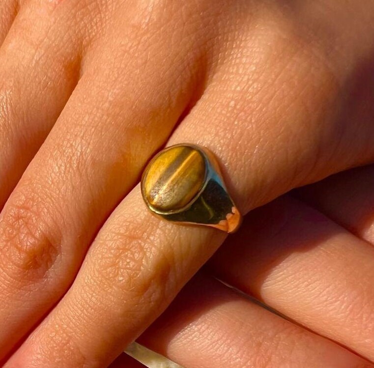 9ct Yellow Gold, Vintage Tiger Eye Signet Ring - Etsy