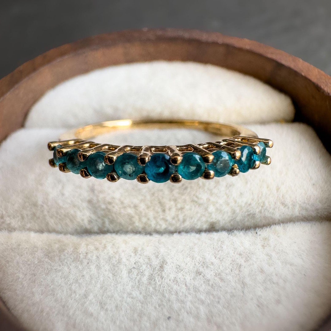 9ct Solid Gold Vintage | Apatite Half Eternity Ring | Stacking Ring ...
