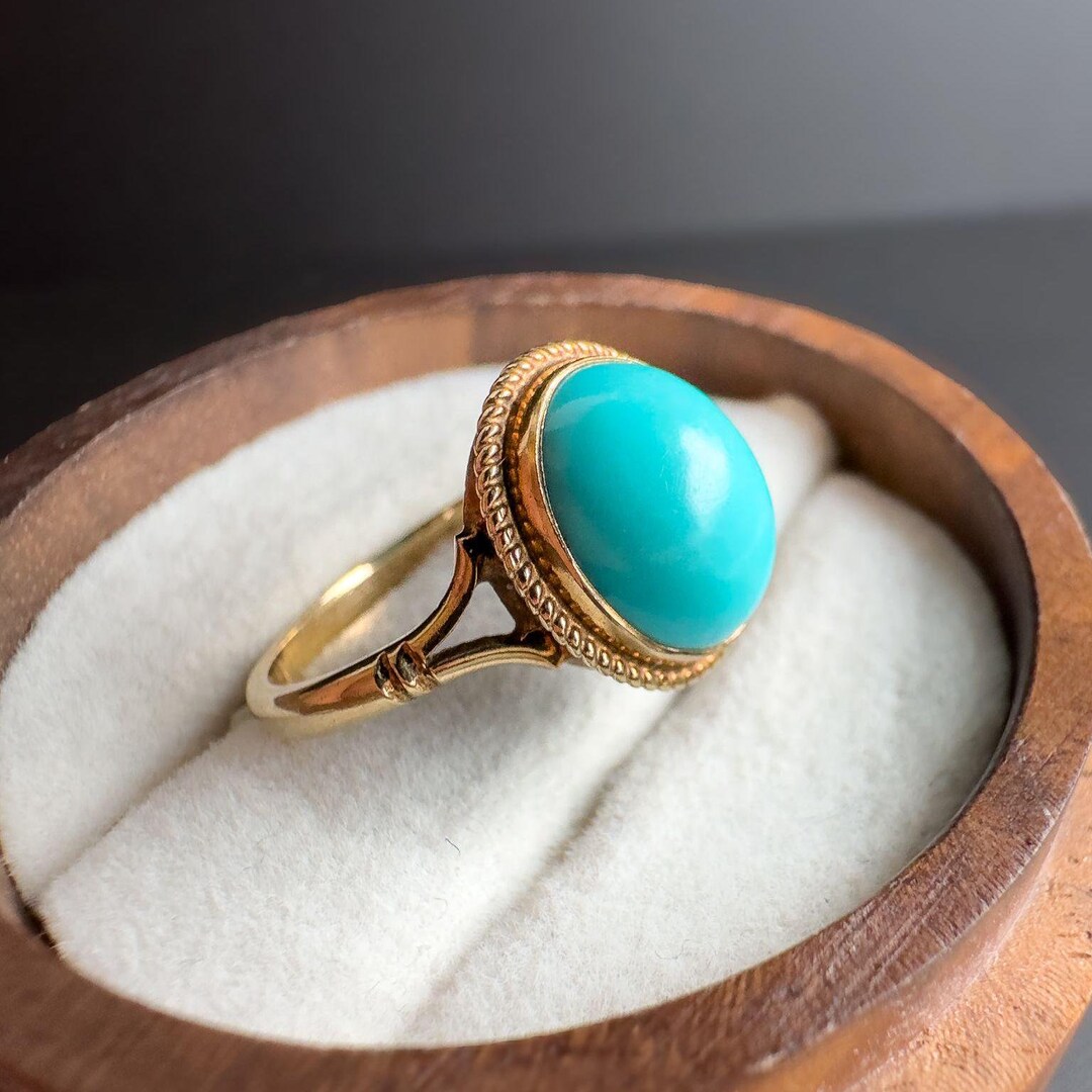 Bold & Beautiful 1970s 9ct Gold Turquoise Ring Vintage Chic Jewelry UK ...