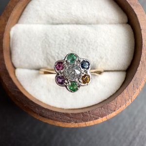 Antique Victorian 18ct Gold DEAREST Ring With Gemstones | Emerald ...