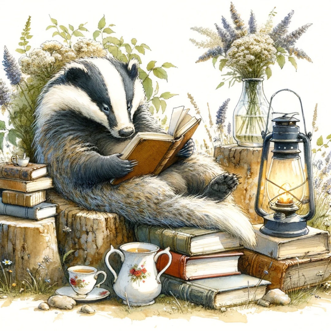 Cottagecore Badger PNG Clipart Image, Cute Badger Clipart, Sweet Badger ...