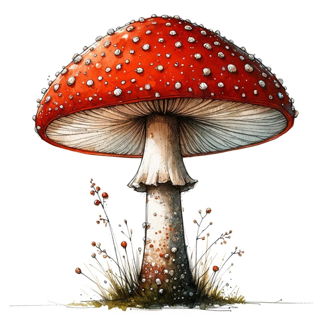 Toadstool PNG Clipart Image, Cute Woodland Clipart, Sweet Toadstool ...