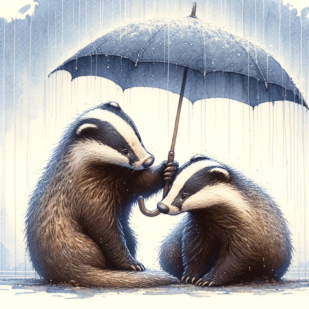 Badger in the Rain PNG Clipart Image, Cute Badger Clipart, Sweet Badger ...