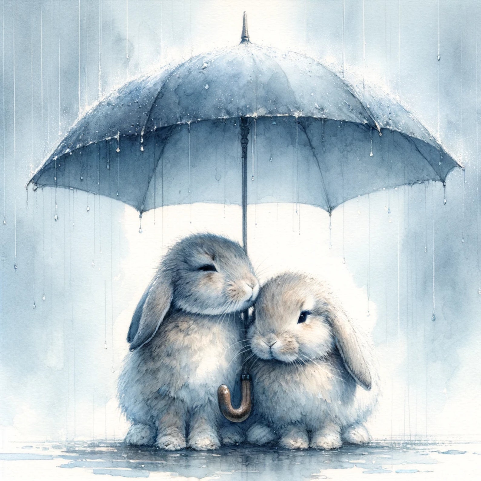 Rabbits in the Rain PNG Clipart Image, Cute Rabbit Clipart, Sweet ...