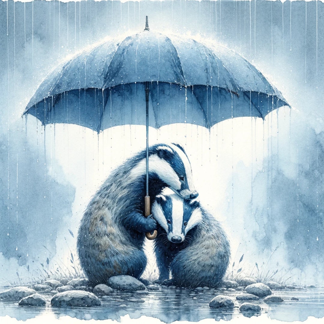 Badger in the Rain PNG Clipart Image, Cute Badger Clipart, Sweet Badger ...