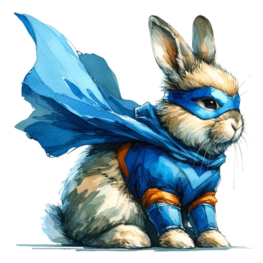 Superhero Rabbit PNG Clipart Image, Cute Rabbit Clipart, Funny Rabbit ...