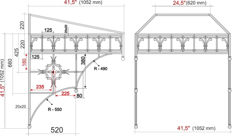 Forged Awnings, Original Handmade Forged Entrance Canopies. Roof ...
