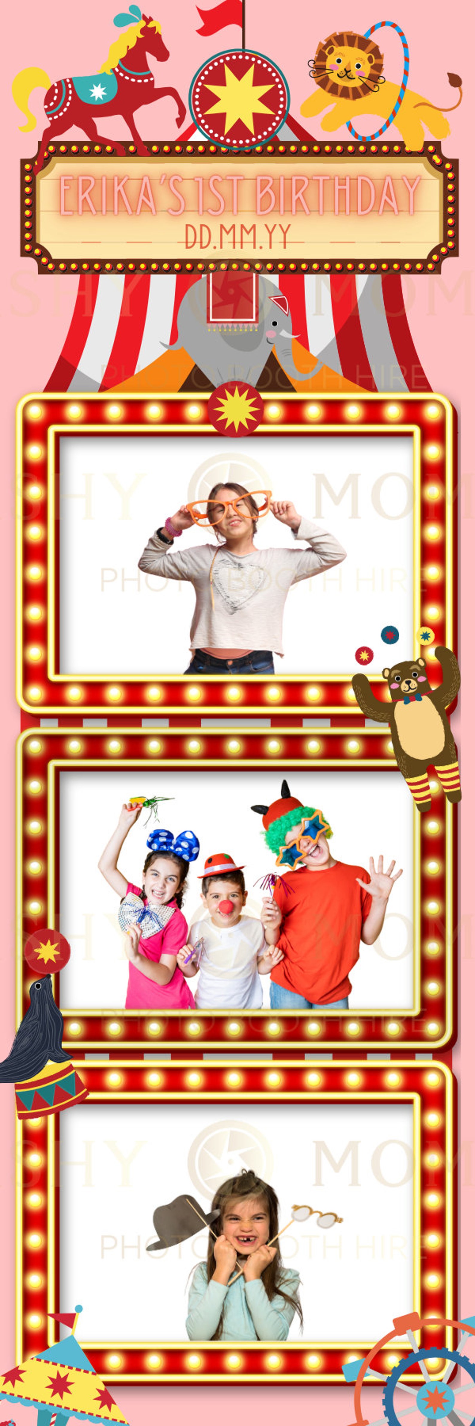 Pink Circus and Carnival Themed Photo Booth Template 2x6 Photo Strip - Etsy