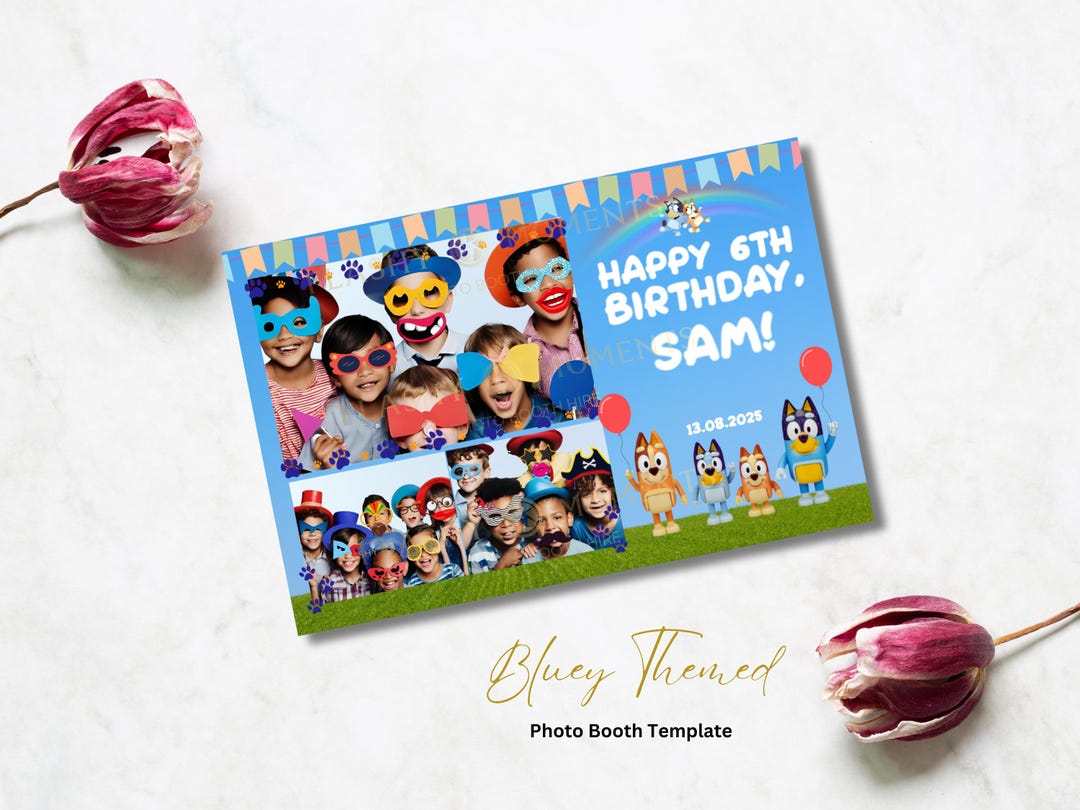 Bluey Themed Photo Booth Template | 4x6 Photo Design (3 Photos) - Etsy