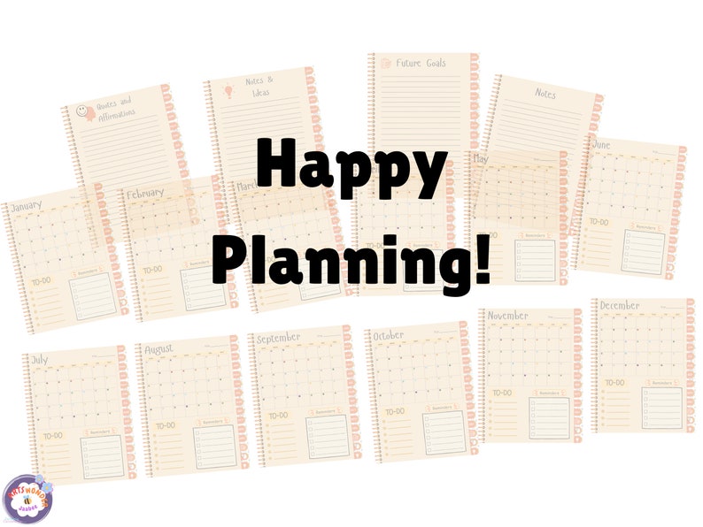 Pretty Peach Undated Planner, Undated Monthly Planner, Goodnotes ...