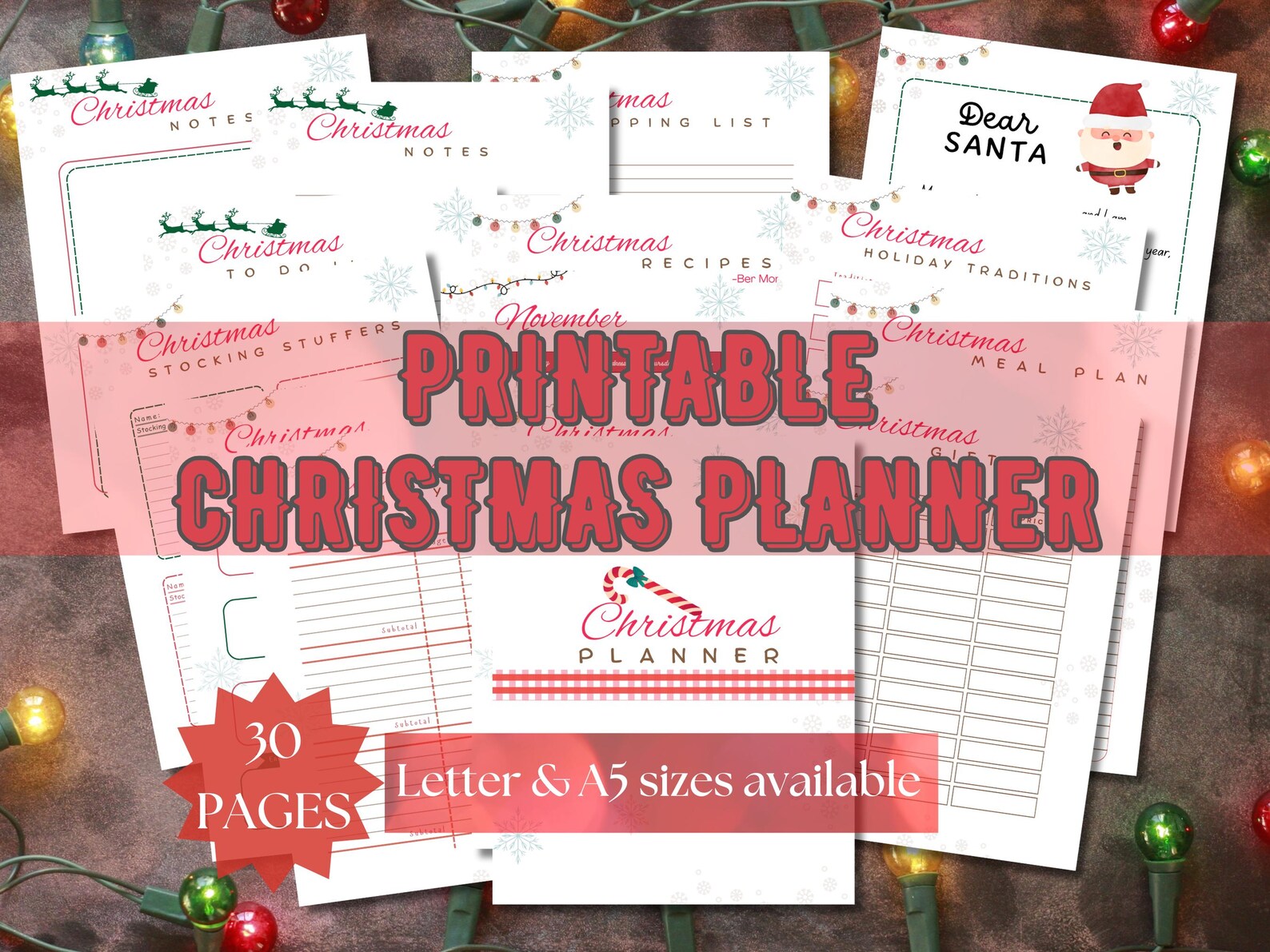 Christmas Planner Printable Christmas Planner A5 Letter Size Planner ...