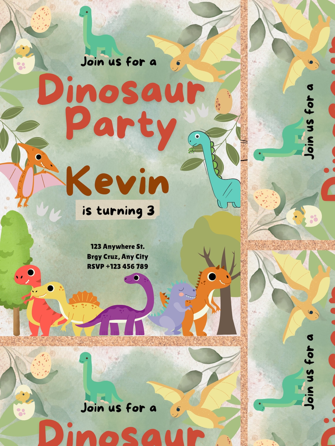 Editable Dinosaur Birthday Invitation , Dino Birthday Invite , Jurassic ...