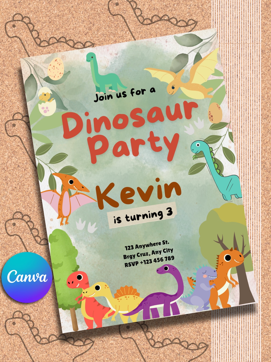 Editable Dinosaur Birthday Invitation , Dino Birthday Invite , Jurassic ...