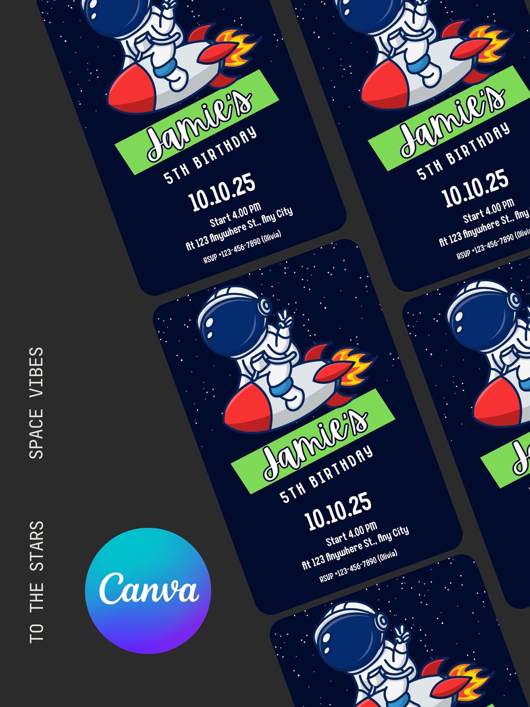 Editable Astronaut Birthday Invitation Outer Space Birthday Invitation ...