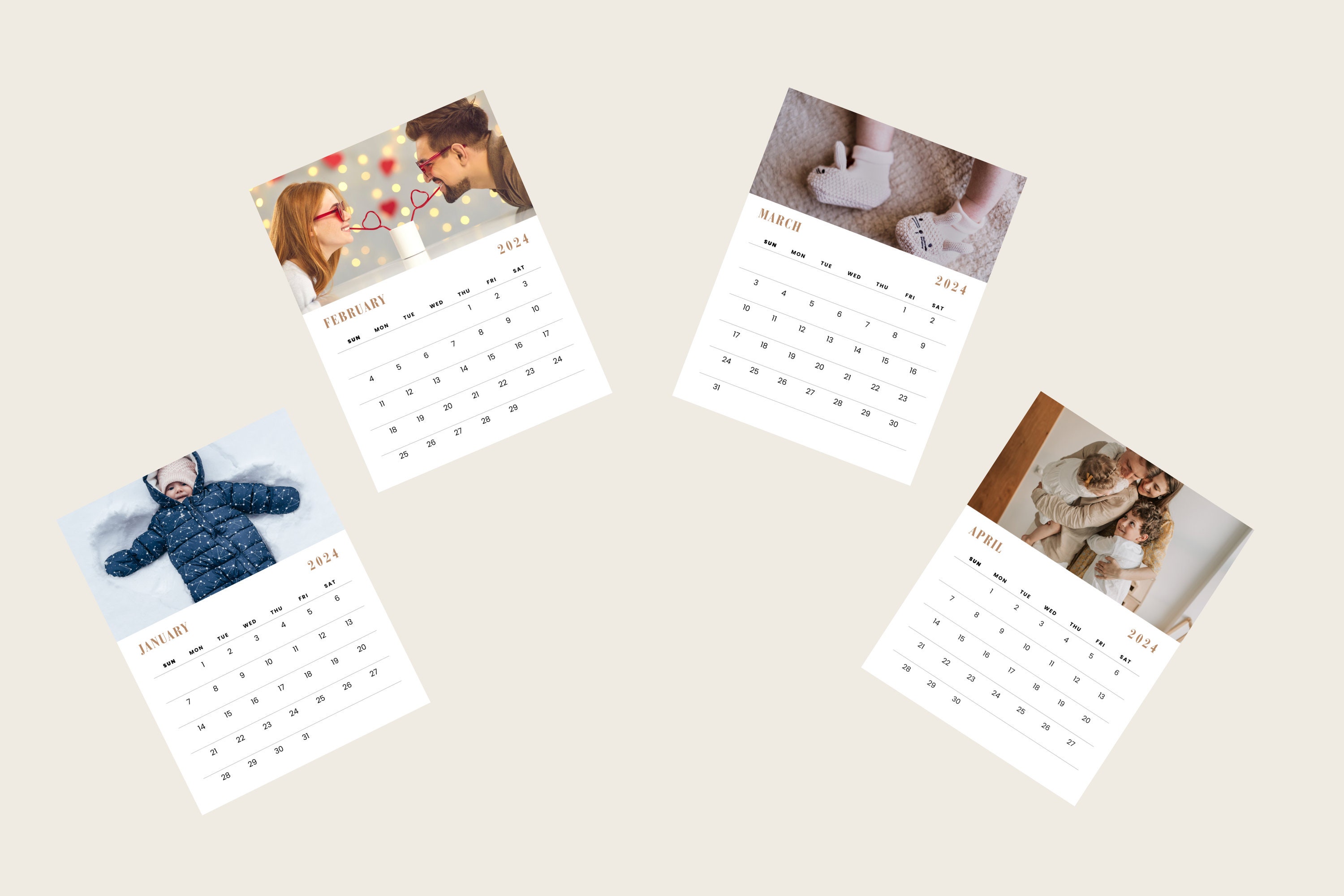 Printable Monthly Calendar 2024 - Etsy