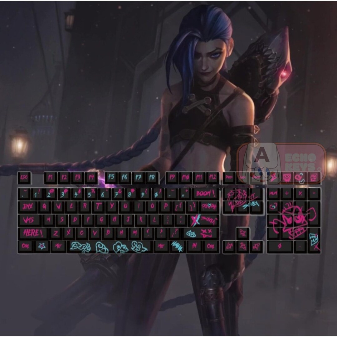 108pcs Custom League of League Black Keycap Set Jinx Arcane - Etsy