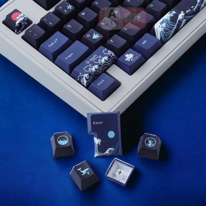 129pcs Kanegawa Wave Sea Coral Keycaps Set Custom Black - Etsy Australia