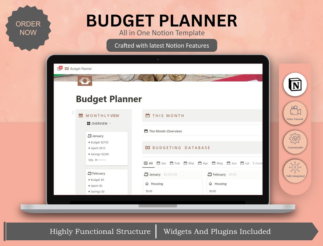 NOTION BUDGET PLANNER - Notion 2024 Planner, Budget Planner, Digital ...