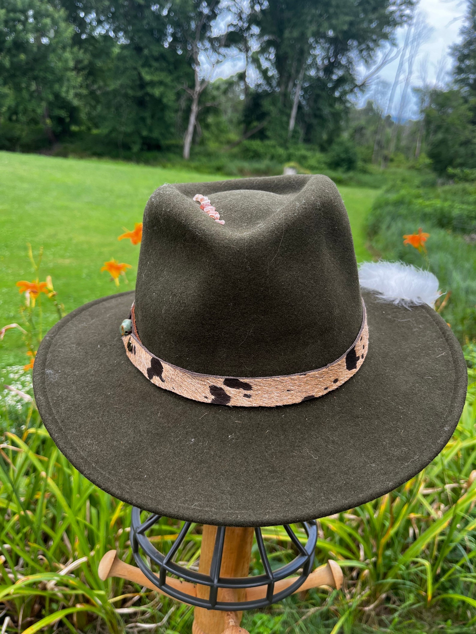 Lite Felt Autumn Outback Hat With Genuine Leather and Cow Hair Hat Band ...