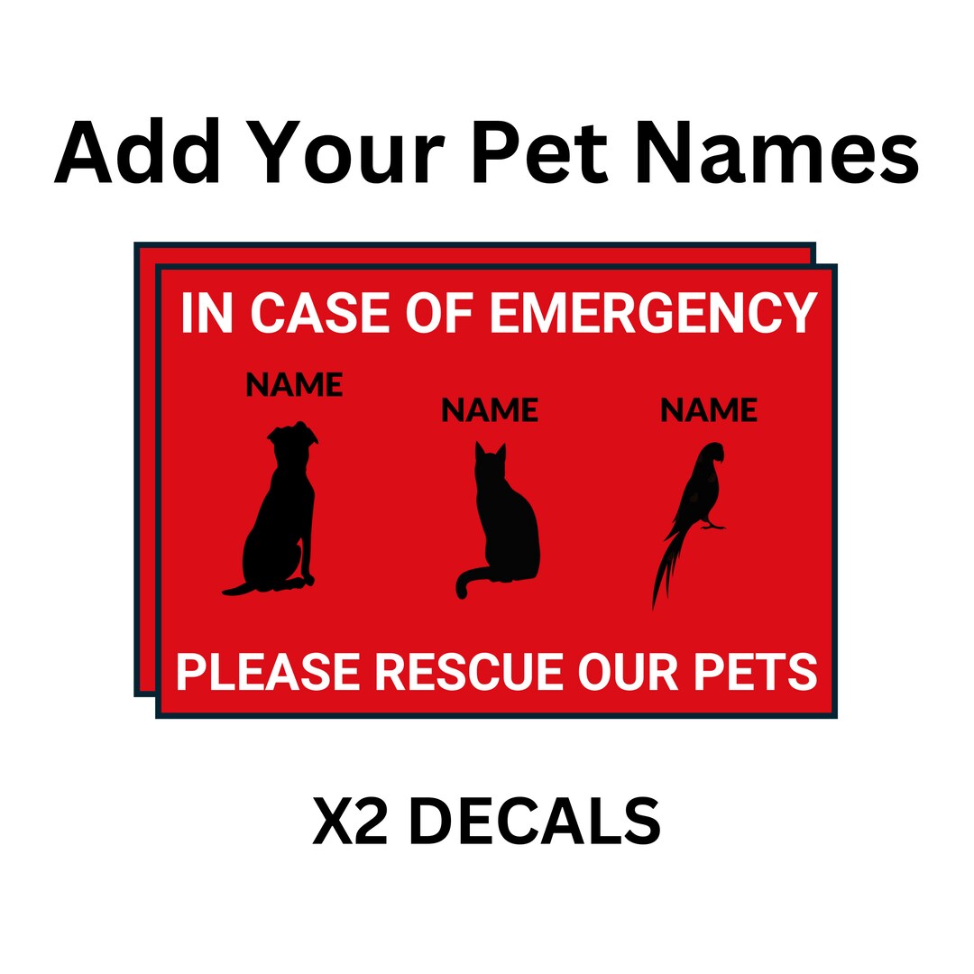 Custom Pet Alert Stickers Add Your Pet Names Emergency Pet Sticker ...