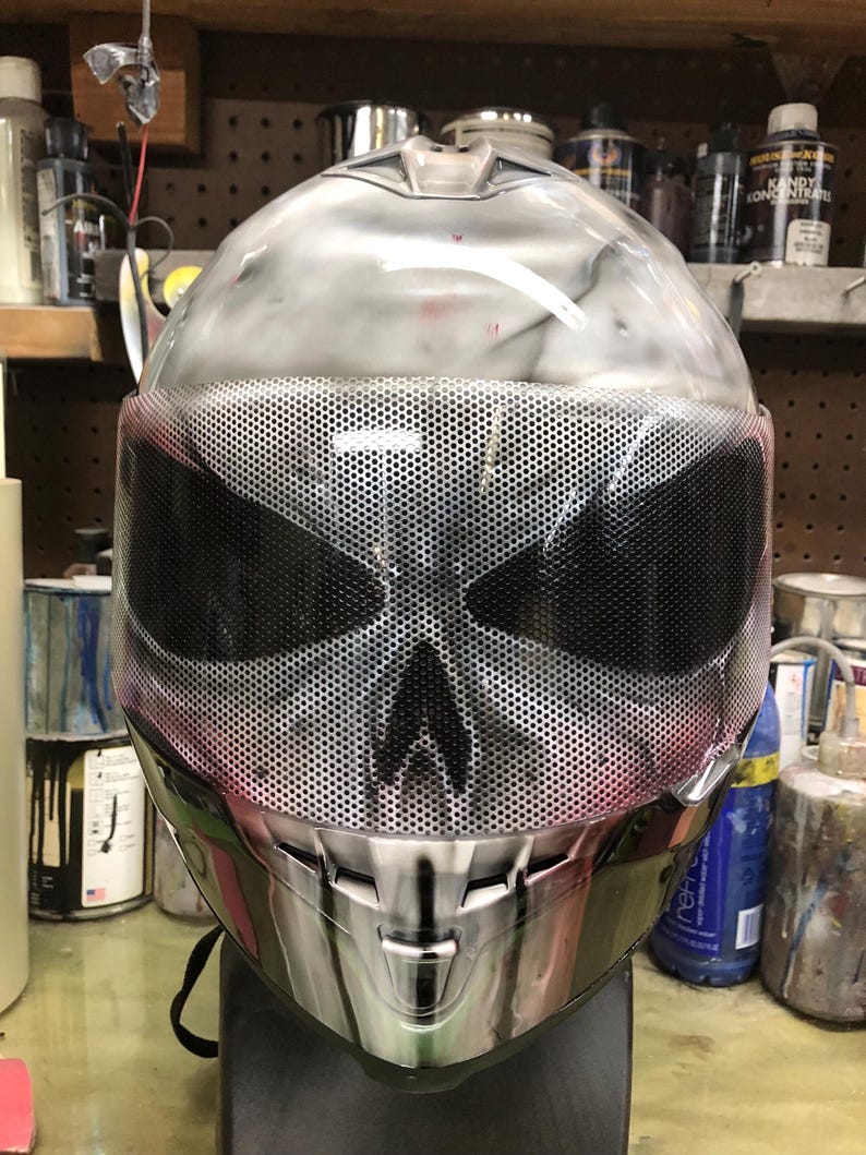 Punisher Themed Professionally Custom Painted Motorcycle Helmet-hjc ...