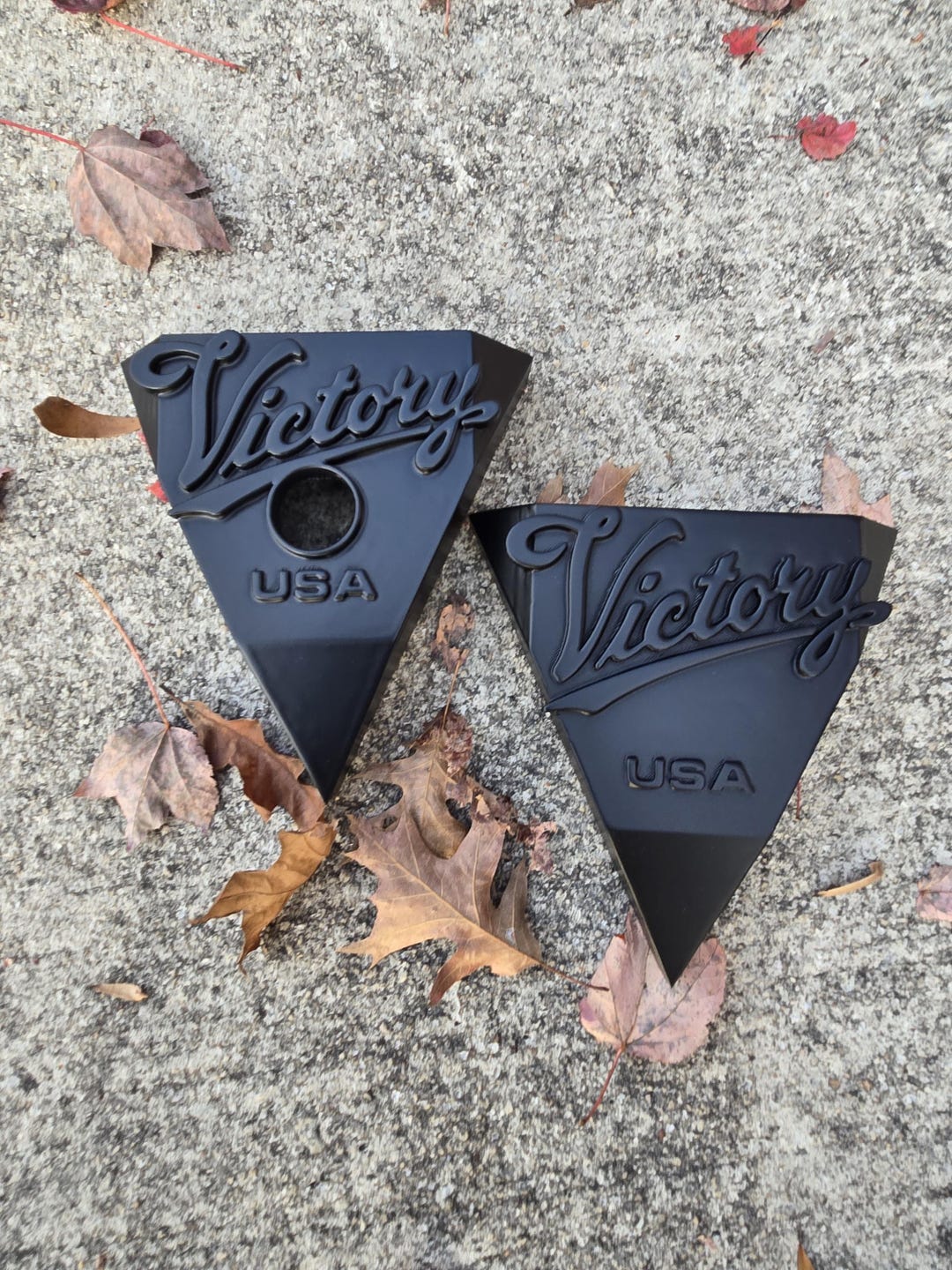 Set of 2-matte Black Victory Script Logo Custom ABS Cheese Wedges for ...