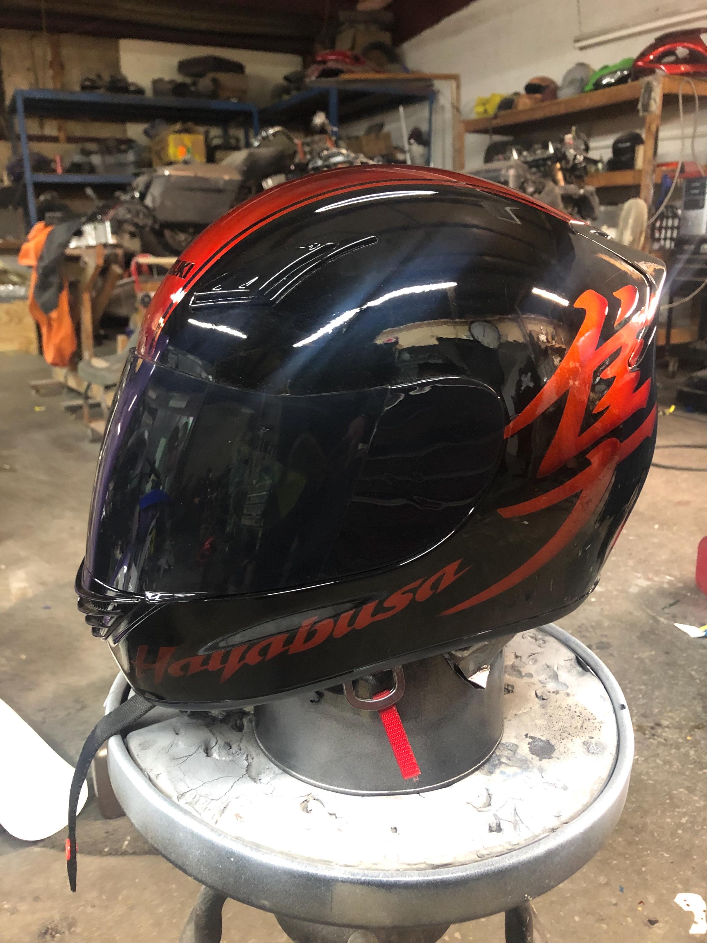 Hayabusa Themed Professionally Custom Painted Motorcycle Helmet-hjc ...