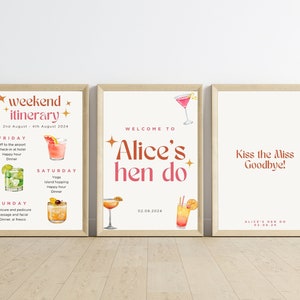 Editable Template Pack for Hen Do Weekend Bridal Party Signs Printable ...
