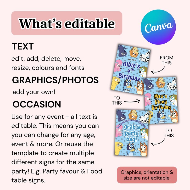 Blue Bluey Birthday Invitation & Welcome Sign Bundle | Editable Bluey ...