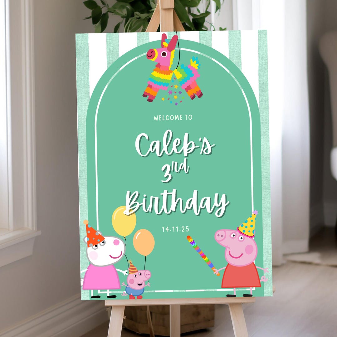Peppa Pig Party Welcome Sign | Kids Birthday Party Decoration ...