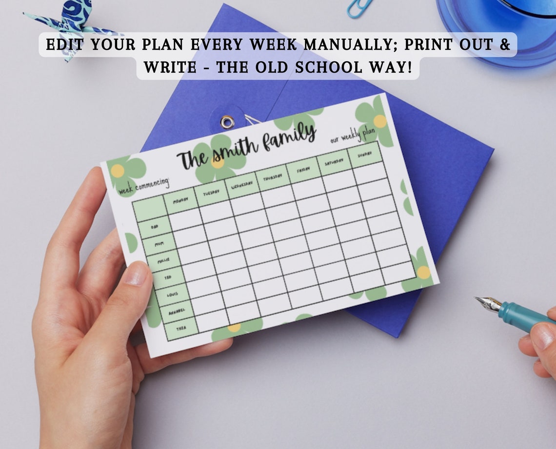 Editable Family Weekly Planner Printable, Digital Weekly Planner PDF ...