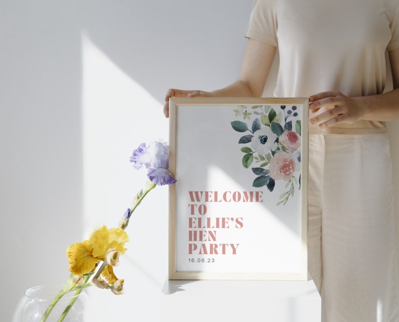 Editable Template for Hen Do Floral Party Welcome Sign Printable ...