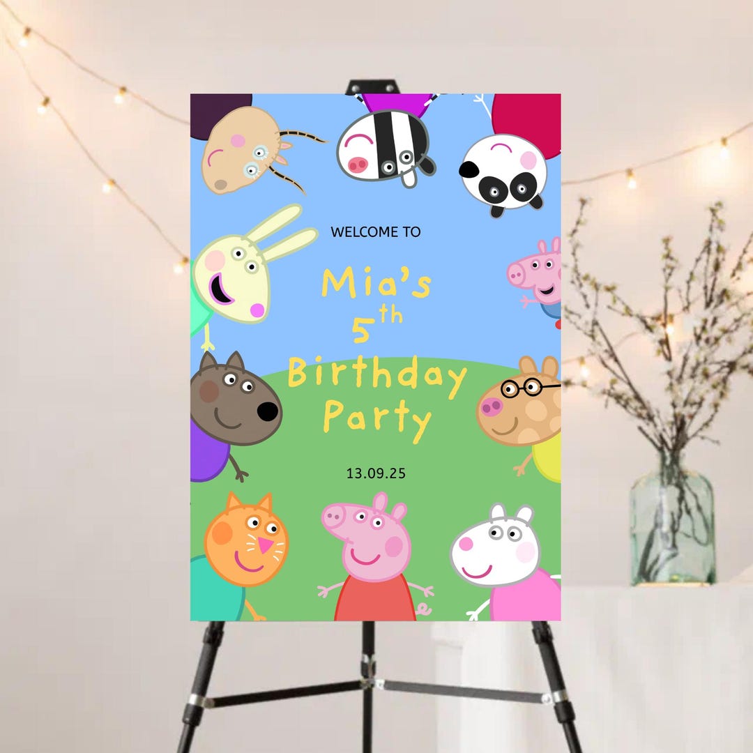 Peppa Pig Party Welcome Sign | Kids Birthday Party Decoration ...