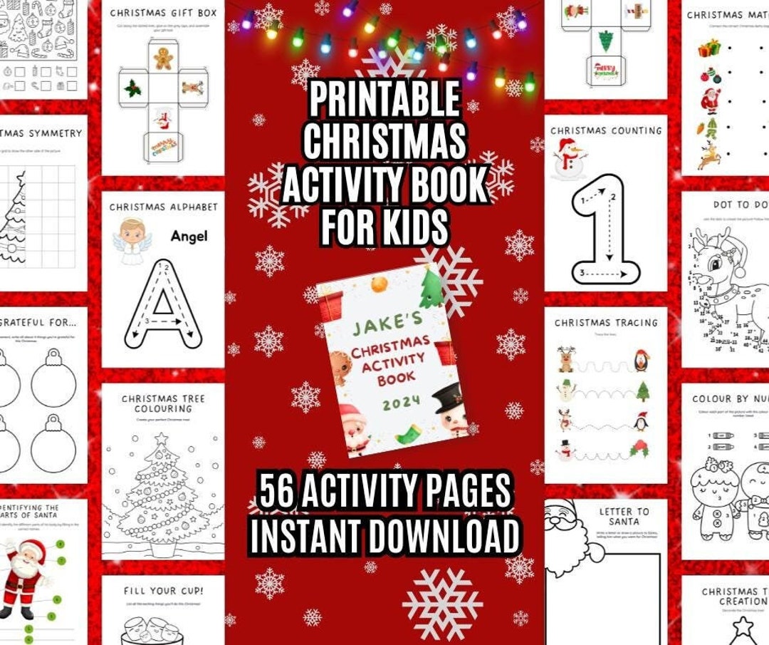Christmas Activity Book for Kids Printable Personalised Book, Instant ...