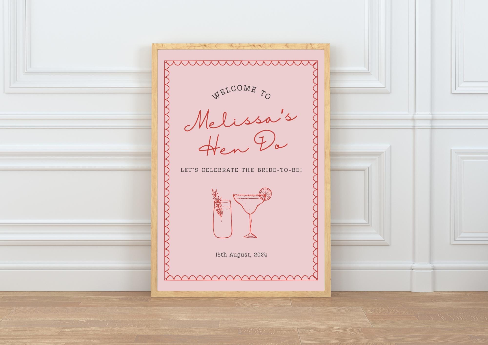 Editable Template for Hen Do - Cocktail Party Welcome Sign - Printable ...