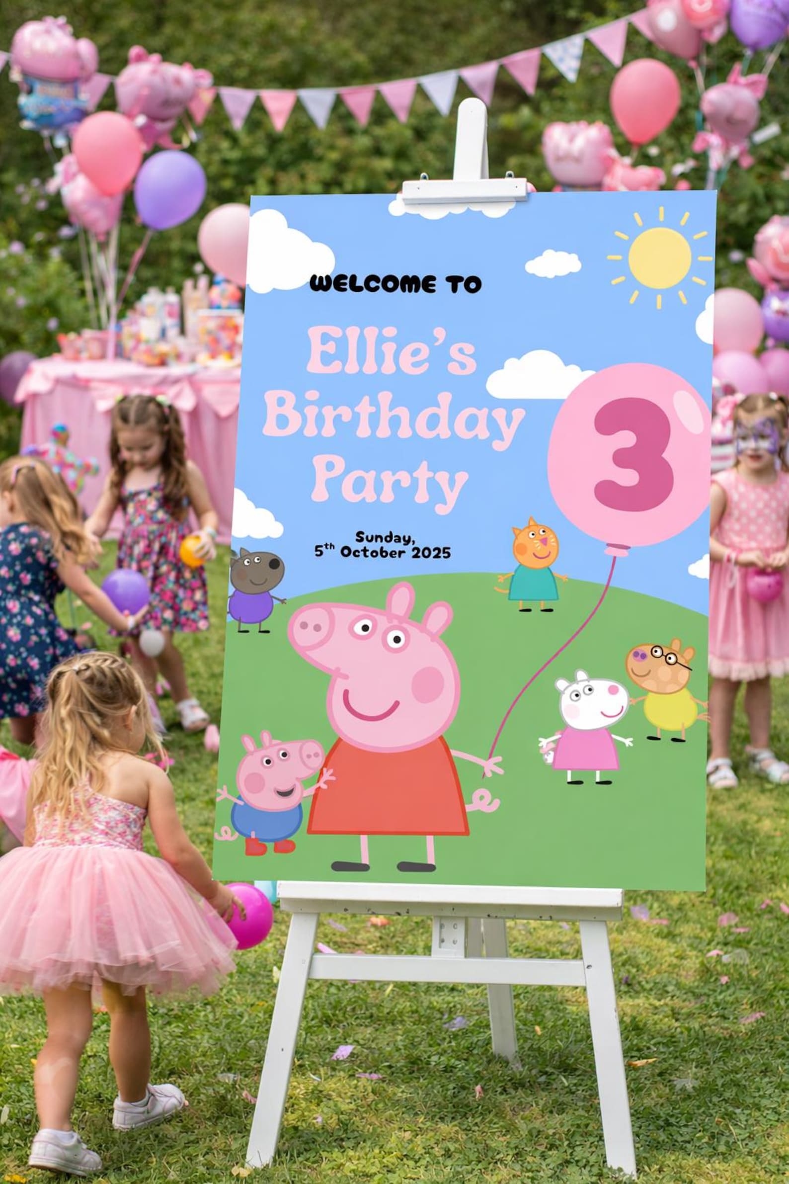 Editable Pig Theme Birthday Party Welcome Sign | Printable Peppa ...
