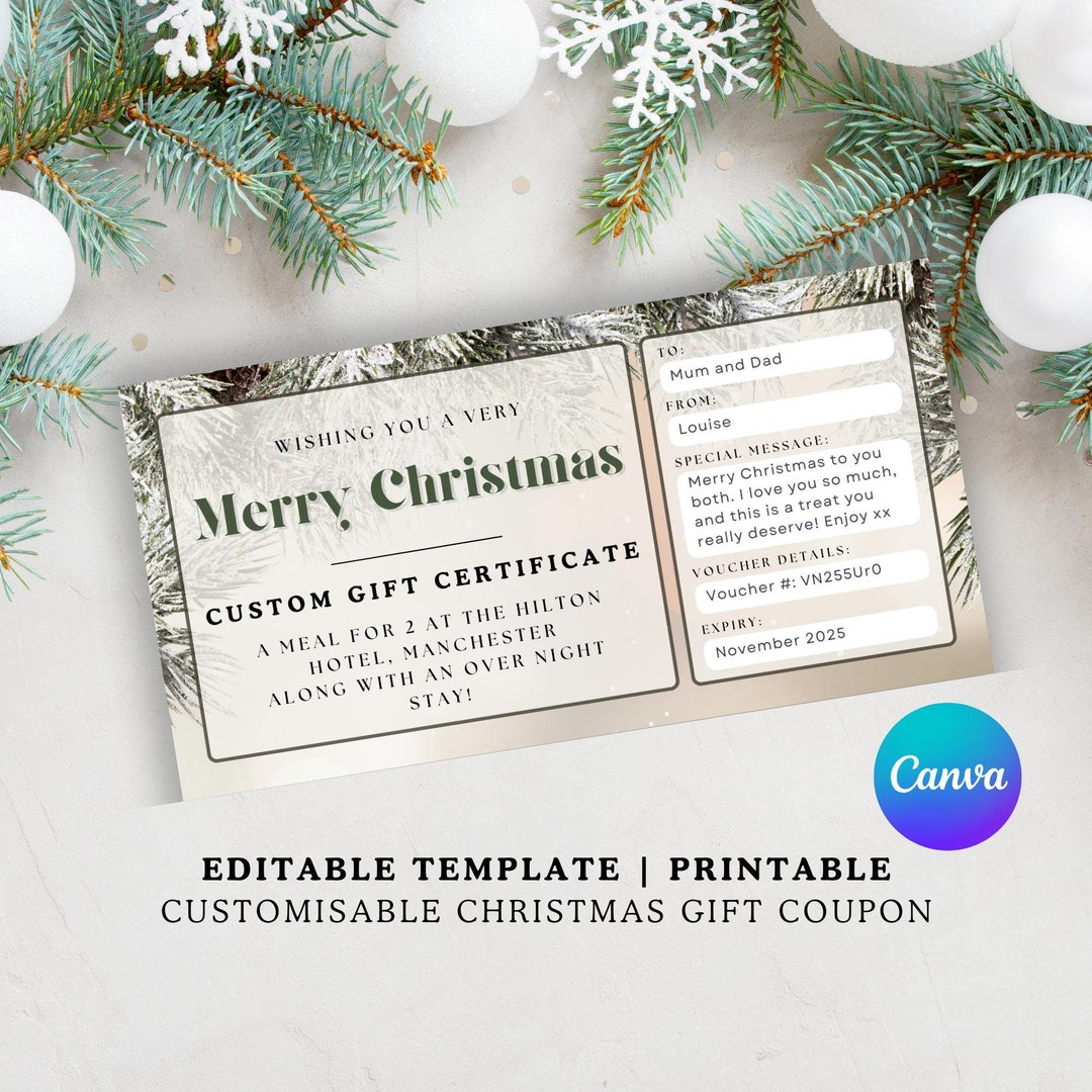 Christmas Coupon Template I Editable Canva Template, Printable ...