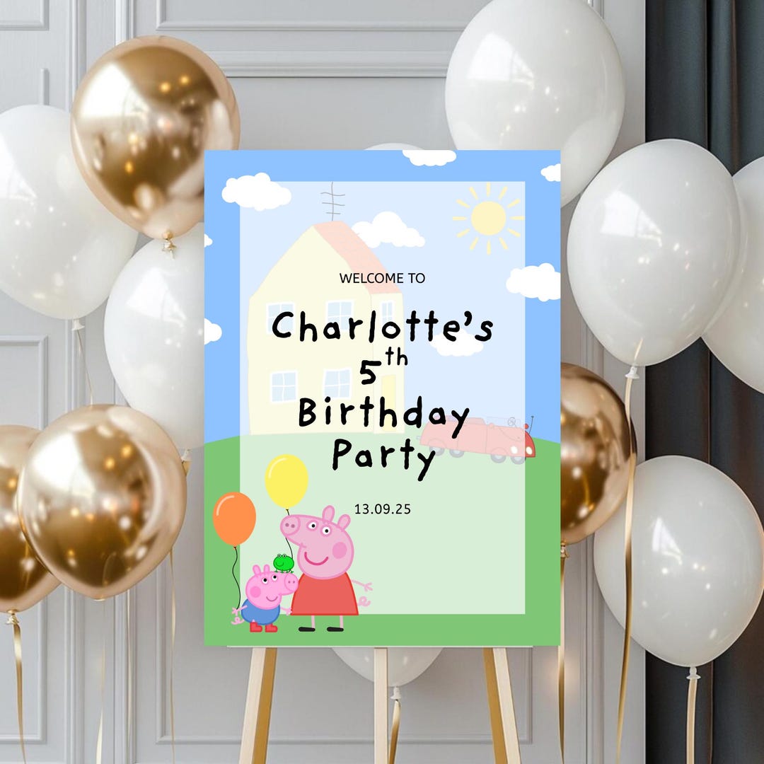Editable Peppa Pig Theme Birthday Party Welcome Sign | Printable Peppa ...