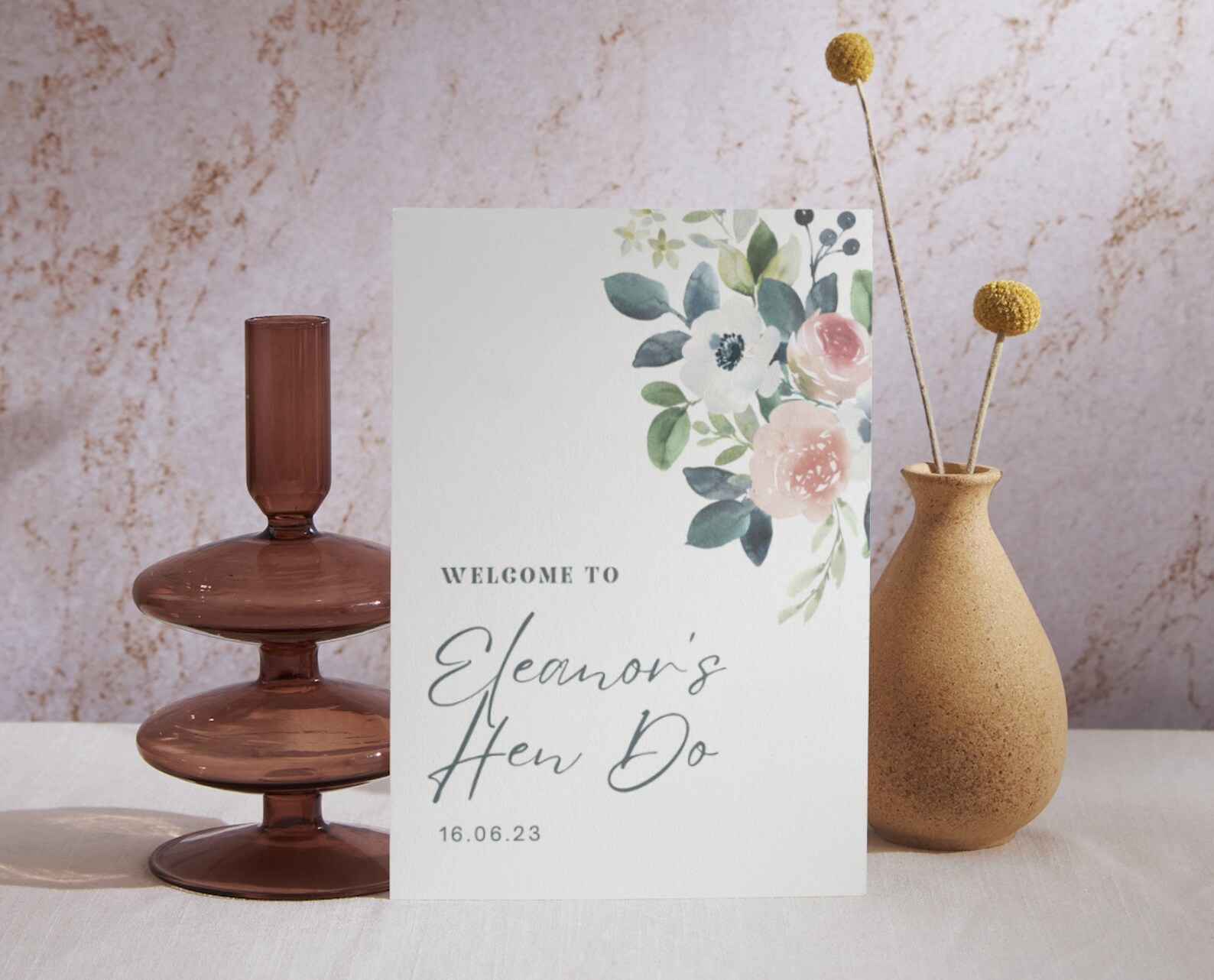 Editable Template for Hen Do Floral Party Welcome Sign Printable ...