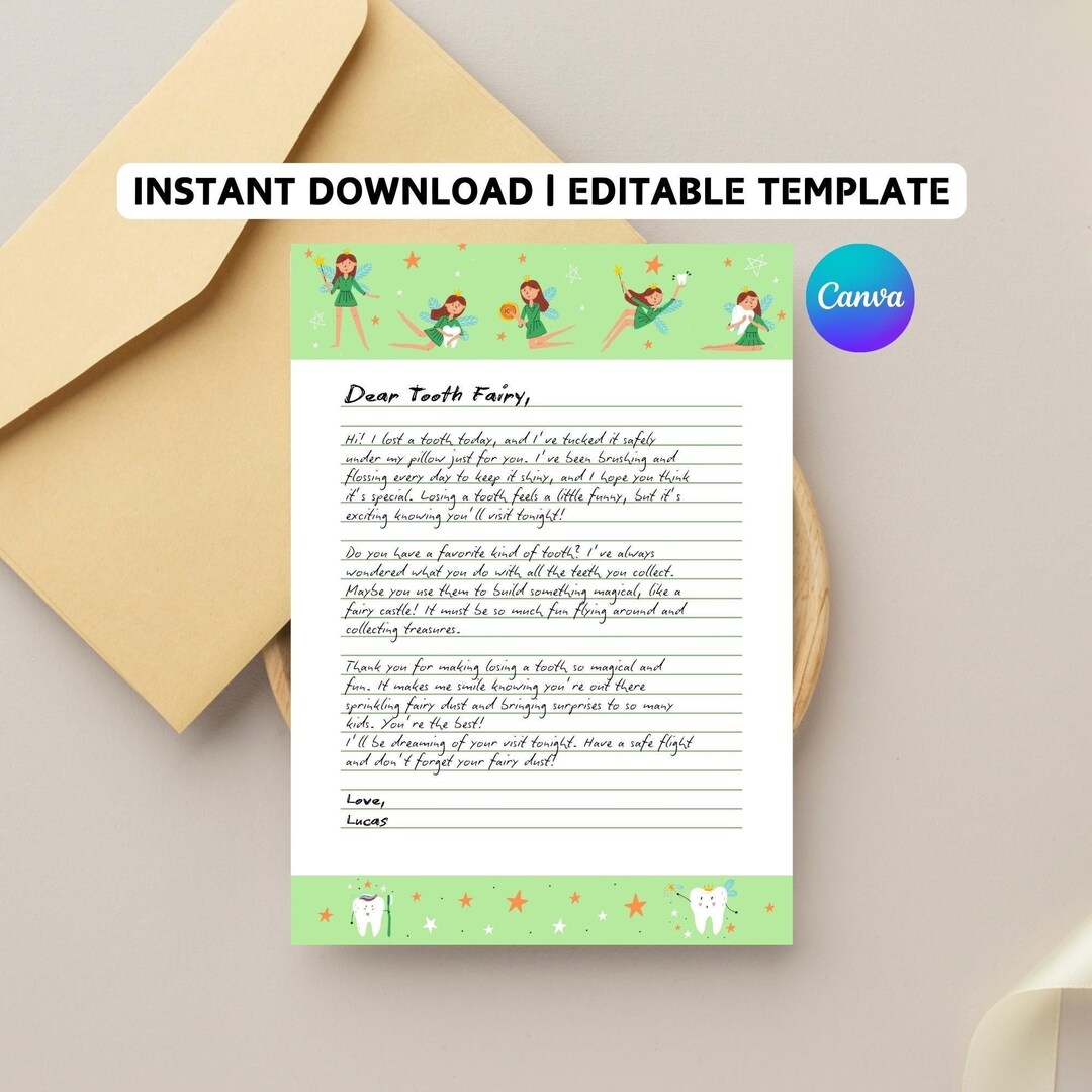 Editable Letter From Tooth Fairy Printable Digital Download ...