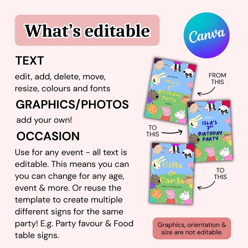 Peppa Pig Party Welcome Sign | Kids Birthday Party Decoration ...