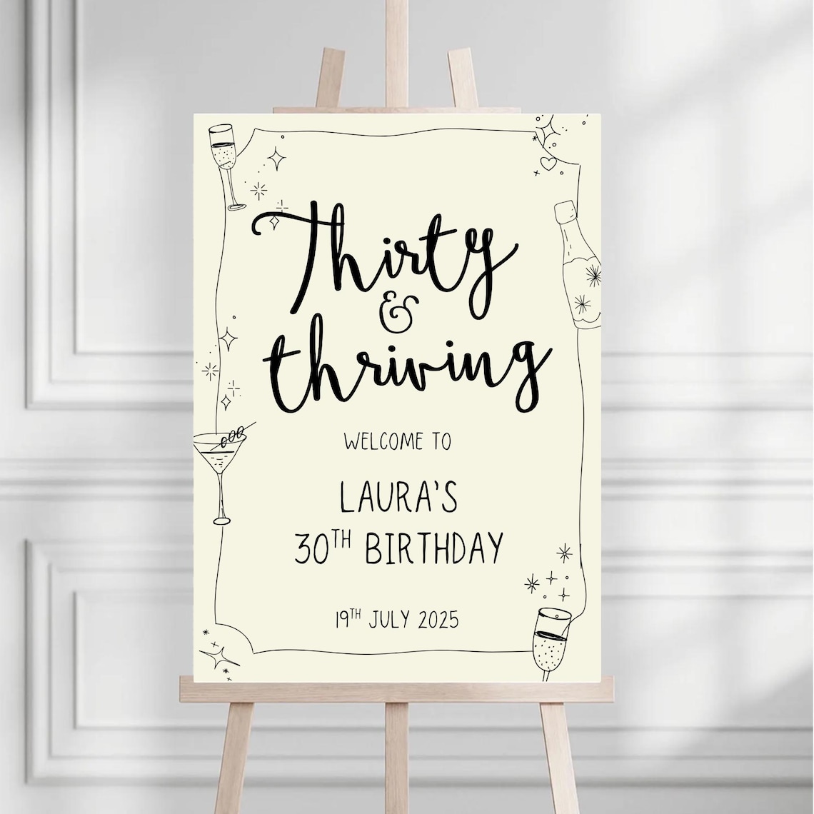 Printable 30th Birthday Welcome Sign, Thirty & Thriving Party Sign ...