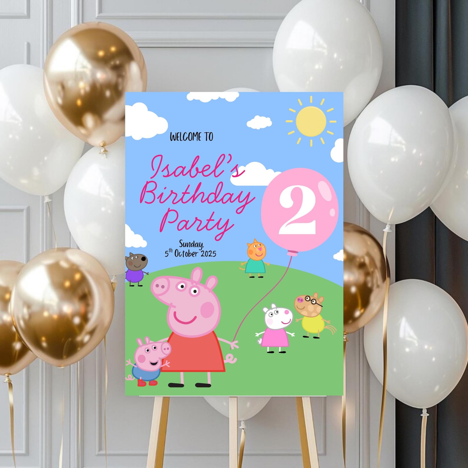 Editable Pig Theme Birthday Party Welcome Sign | Printable Peppa ...