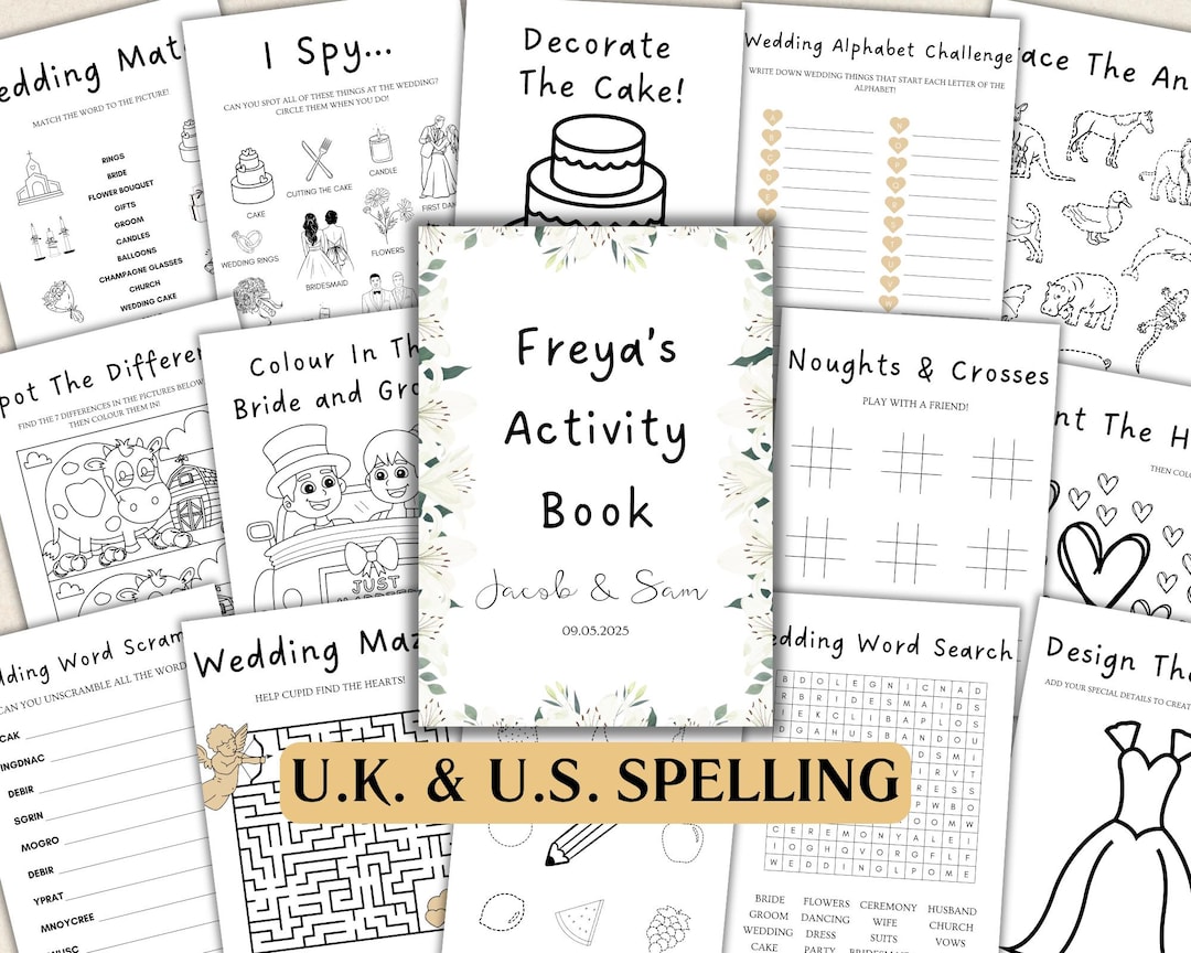 Kids Wedding Activity Book - Coloring Book, Wedding Activity Pack for ...