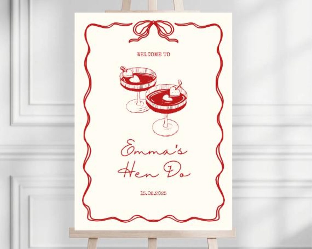 Editable Template for Hen Do - Cocktail Party Welcome Sign - Printable ...