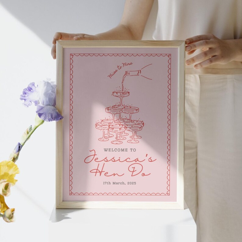 Editable Template for Hen Do Cocktail Party Welcome Sign Printable ...