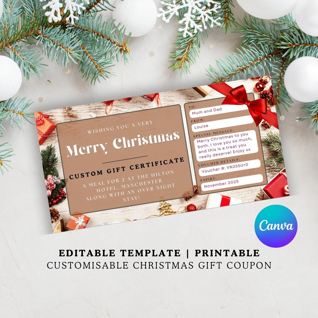 Christmas Coupon Template I Editable Canva Template, Printable ...