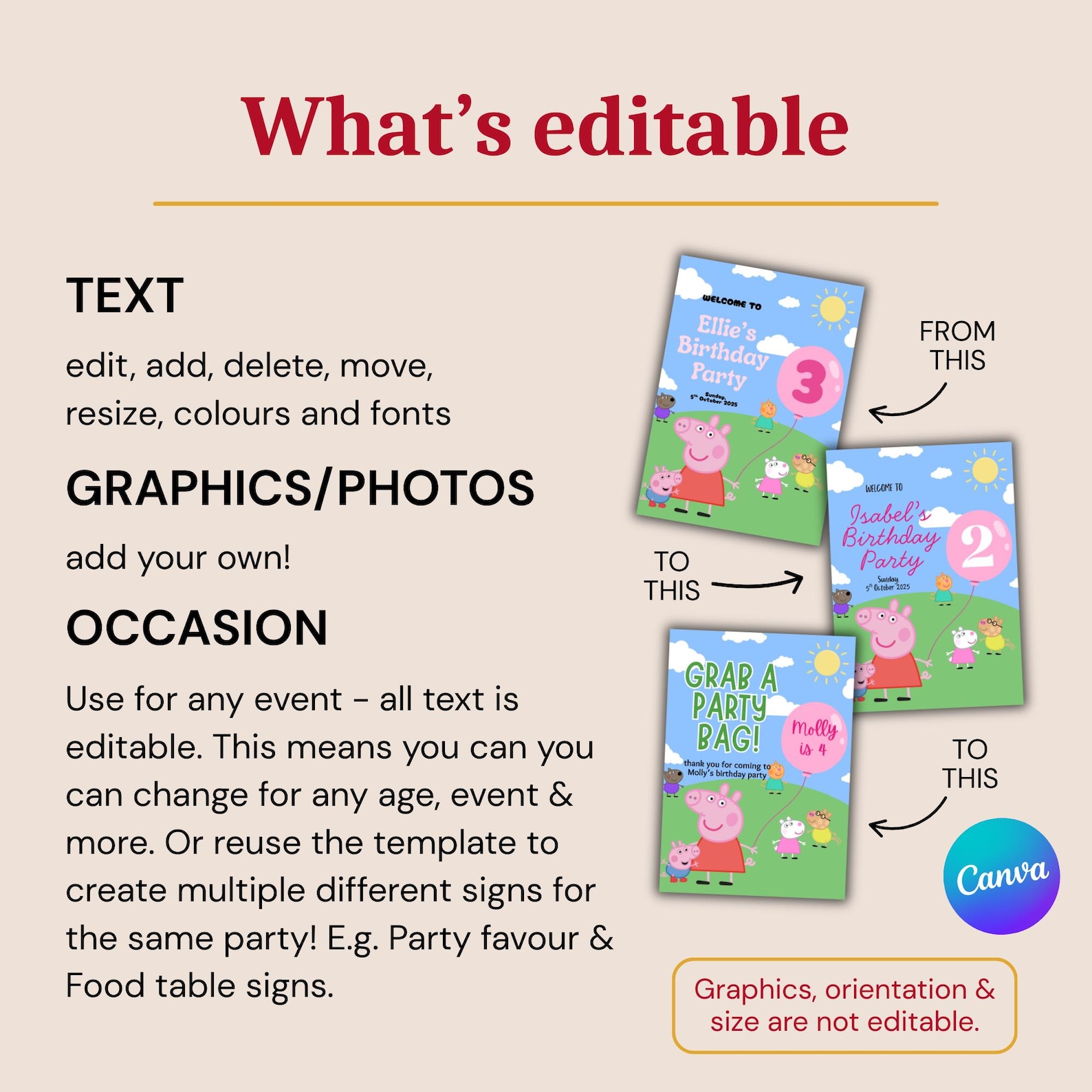 Editable Pig Theme Birthday Party Welcome Sign | Printable Peppa ...
